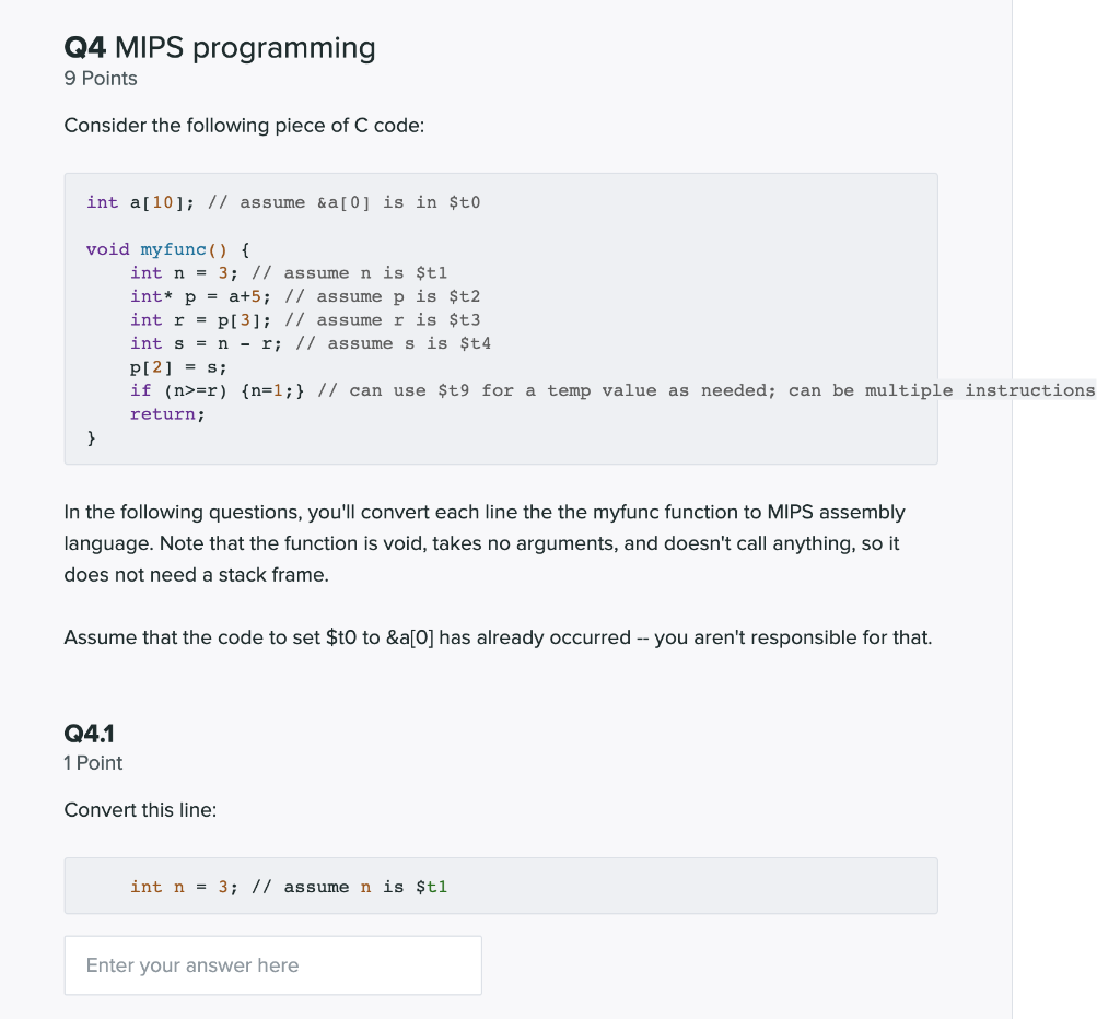 Solved Q4 MIPS programming 9 Points Consider the following | Chegg.com
