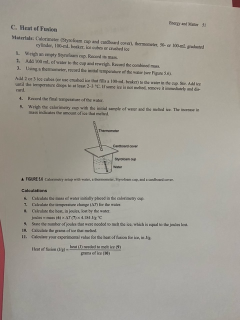 Solved Energy and Matter 5 LABORATORY GOALS • Prepare a | Chegg.com