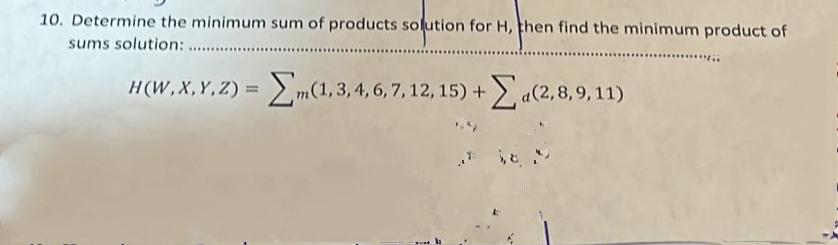Solved 10. Determine the minimum sum of products solution | Chegg.com