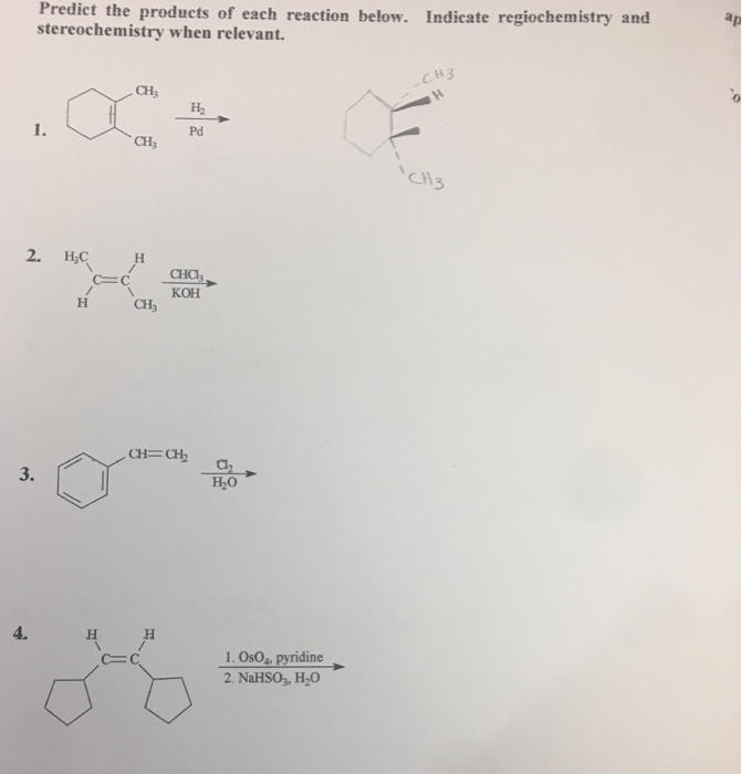 Solved Predict the products of each reaction below. Indicate | Chegg.com
