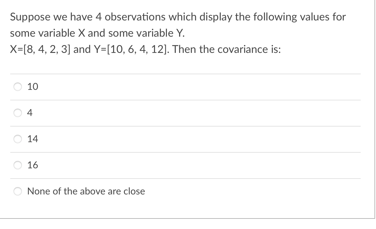 Solved Suppose we have 4 observations which display the | Chegg.com