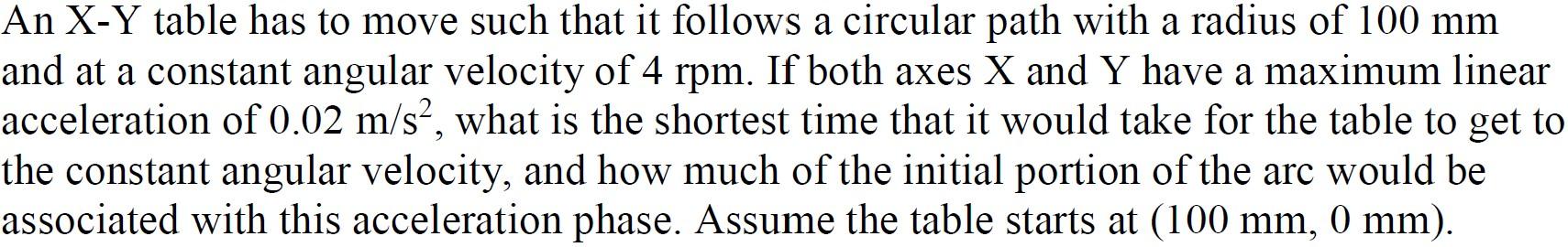 An X-Y table has to move such that it follows a | Chegg.com