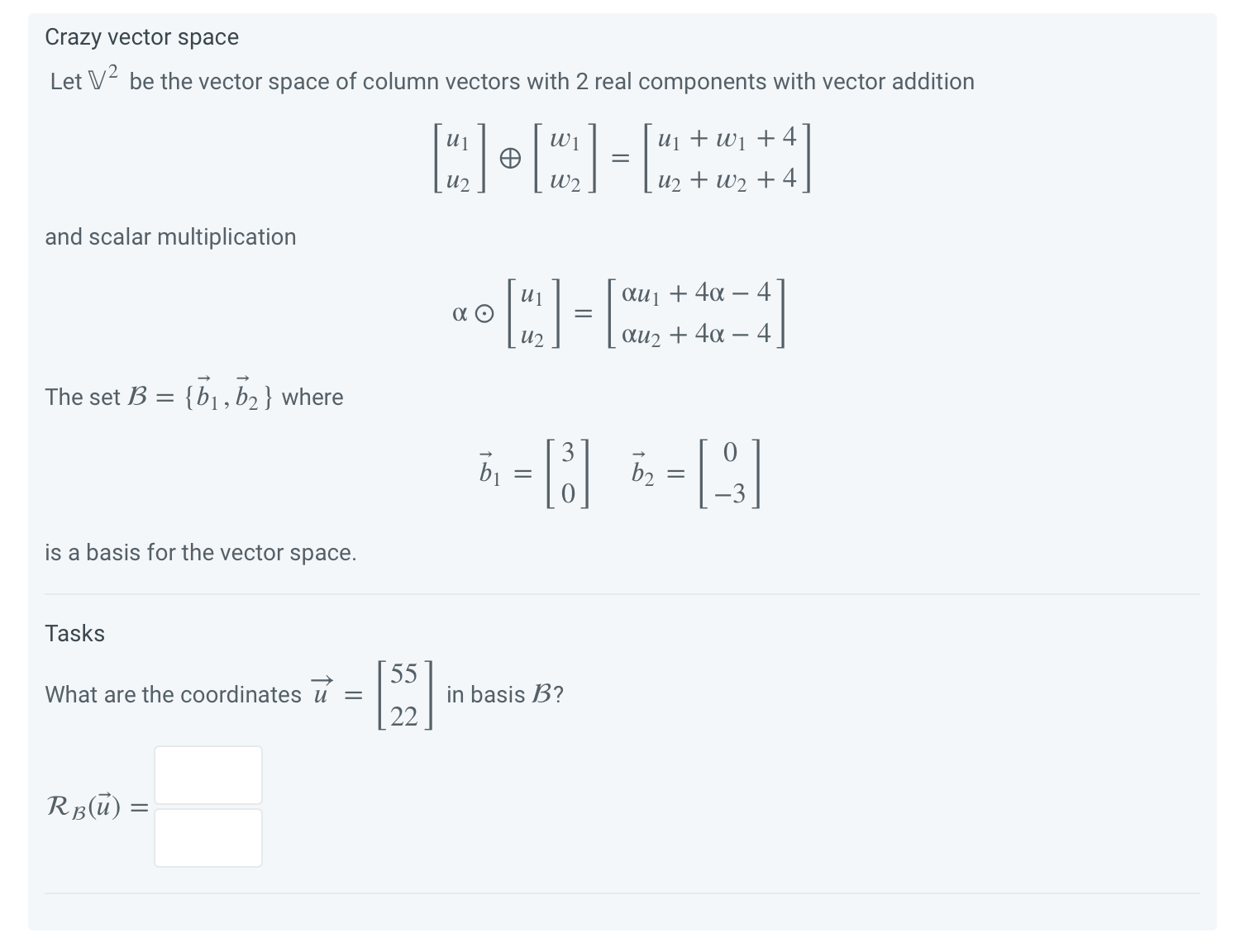 Solved Crazy vector spaceLet V2 ﻿be the vector space of | Chegg.com