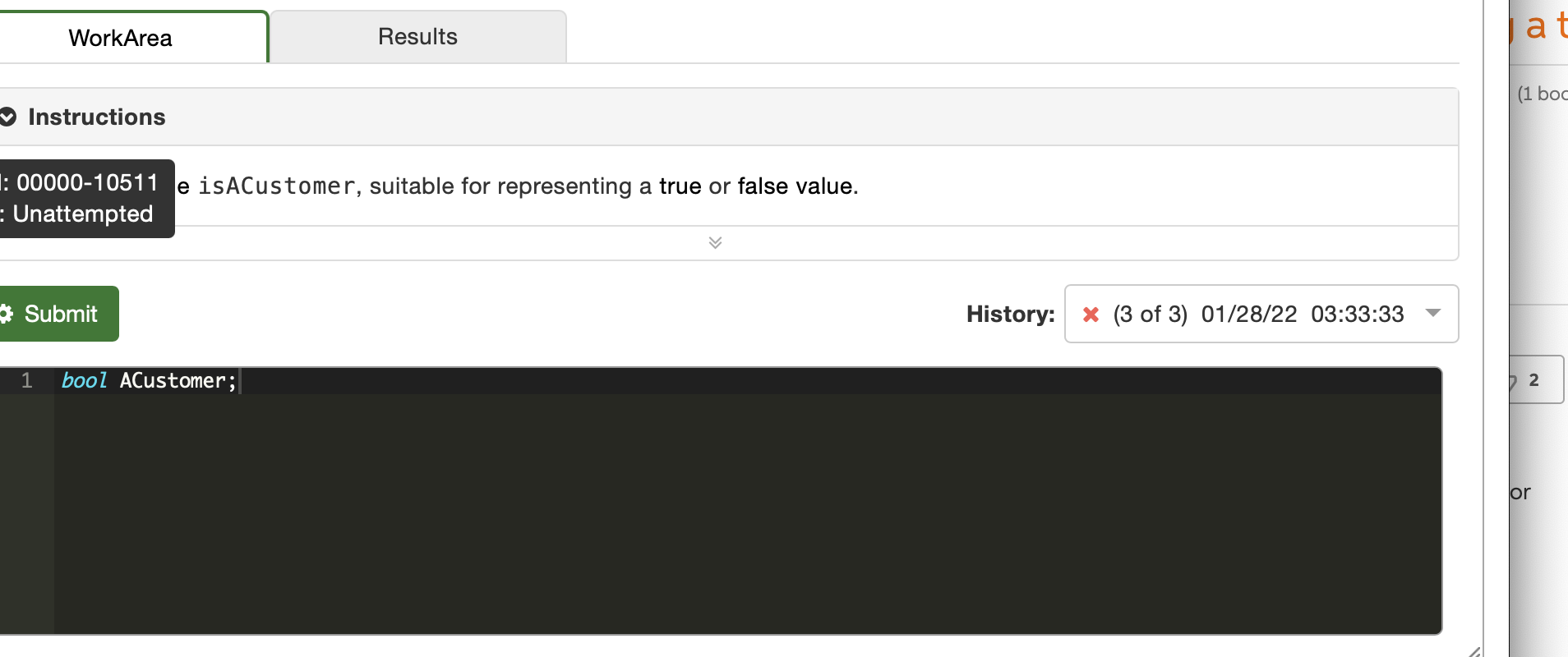 WorkArea Results a t (1 boc Instructions 1: | Chegg.com