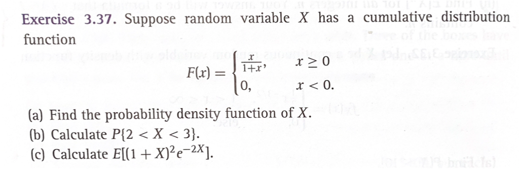 Solved Exercise 3.37. Suppose random variable X has a | Chegg.com