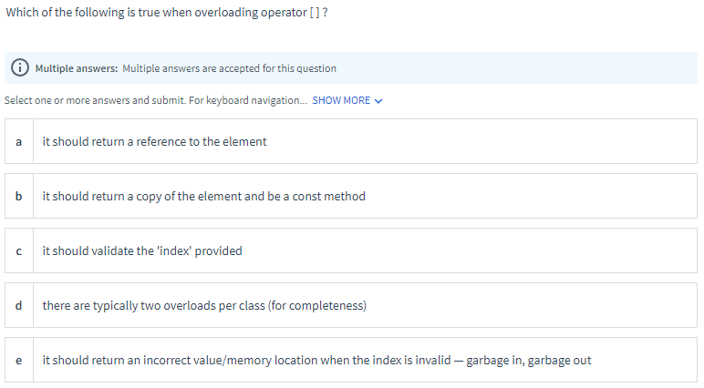 Which of the following is true when overloading | Chegg.com