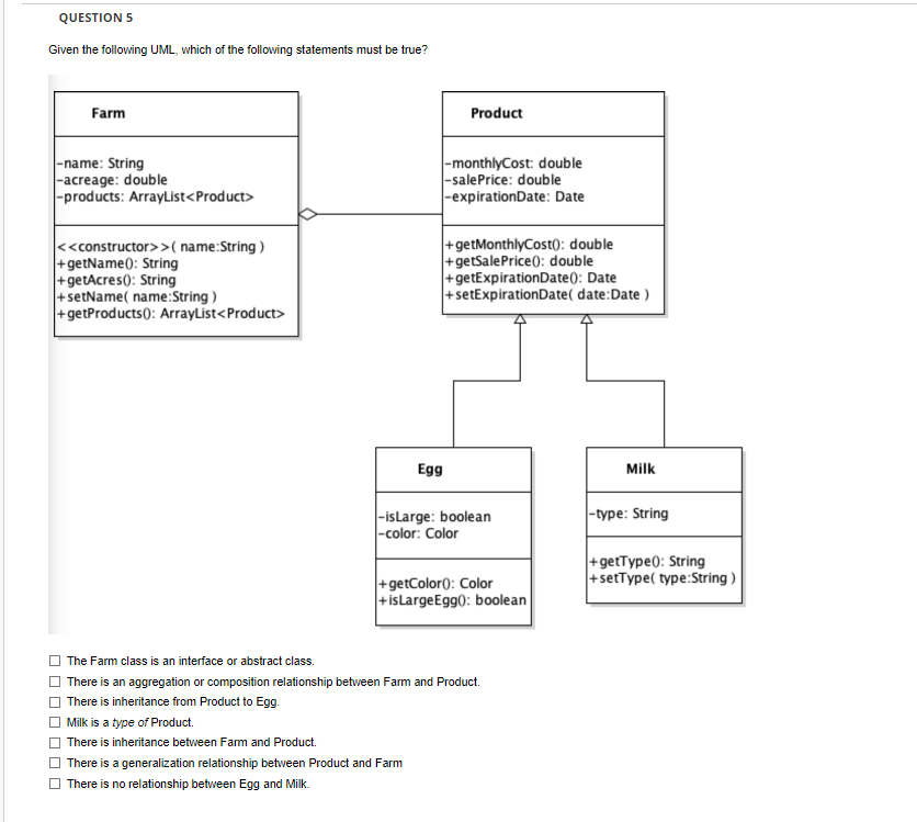 Solved The Farm class is an interface or abstract class. | Chegg.com