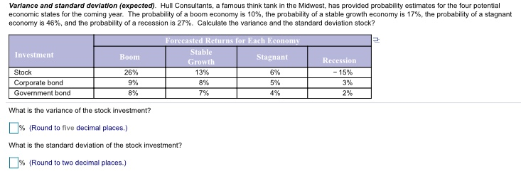 Solved Variance and standard deviation (expected). Hull | Chegg.com