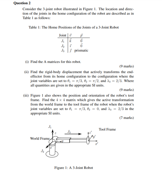 Solved Question 2 Consider the 3-joint robot illustrated in | Chegg.com