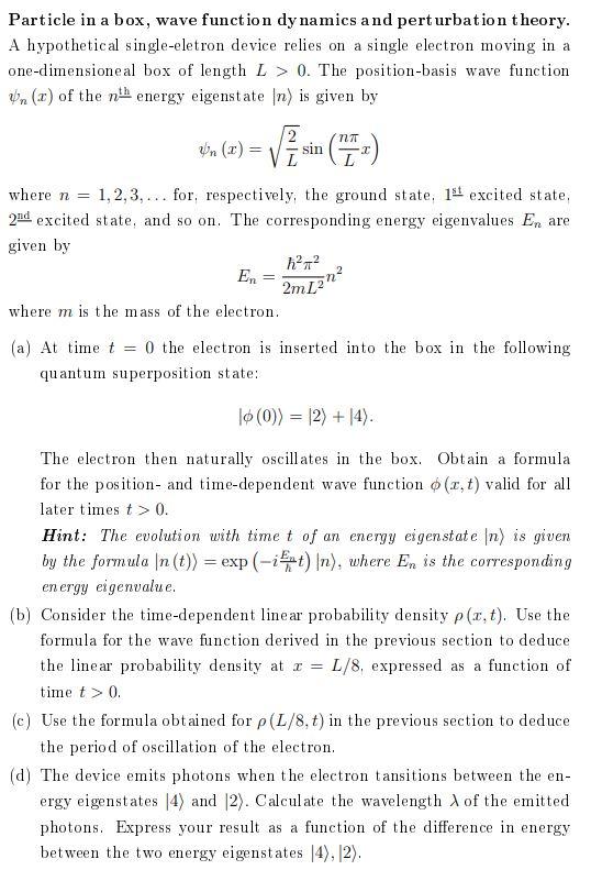 Solved Particle in a box, wave function dynamics and | Chegg.com