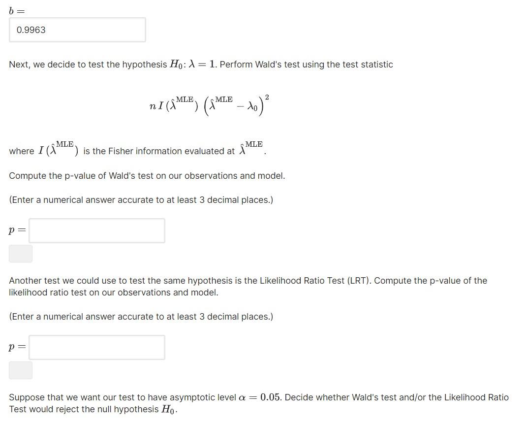 Solved (c) Frequentist Estimation and Hypothesis Testing: | Chegg.com
