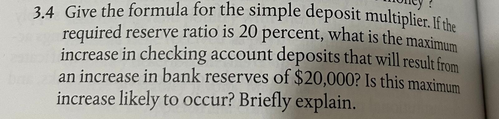 Solved 3.4 ﻿Give the formula for the simple deposit | Chegg.com