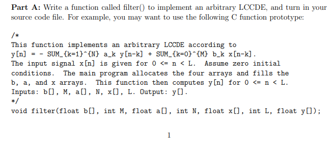 Part A: Write a function called filter() to implement | Chegg.com
