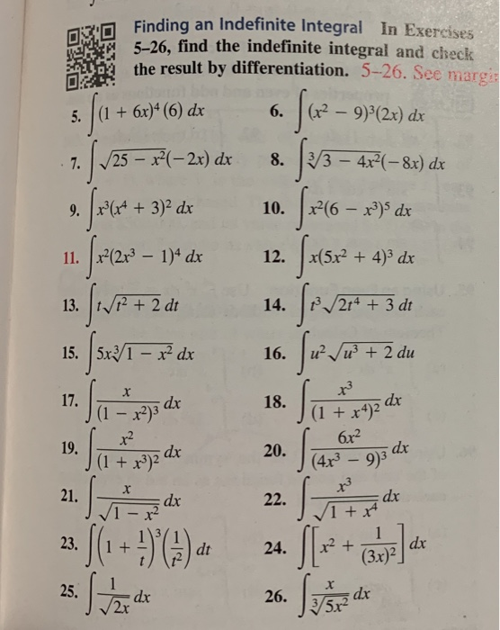Solved Finding an indefinite Integral In Exercises 0 the | Chegg.com