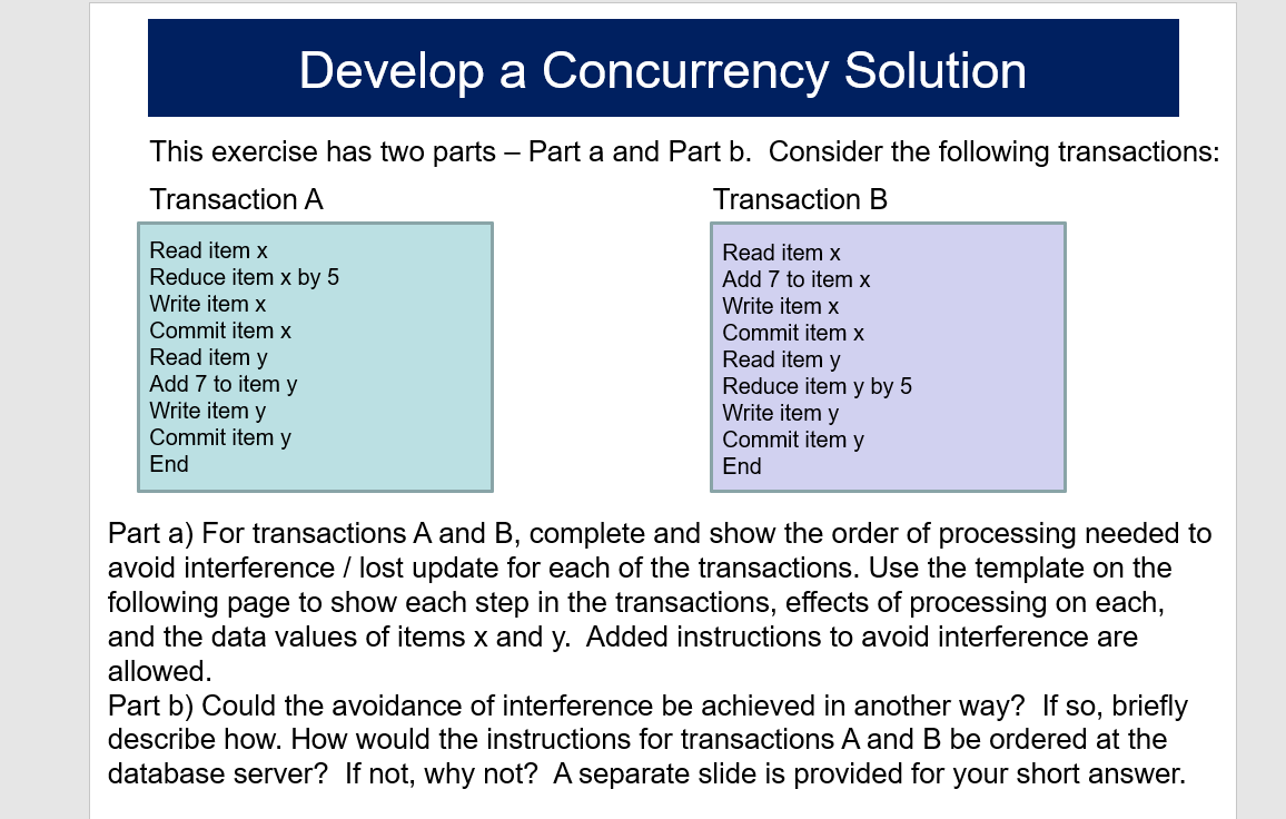 Solved Develop a Concurrency Solution This exercise has two | Chegg.com