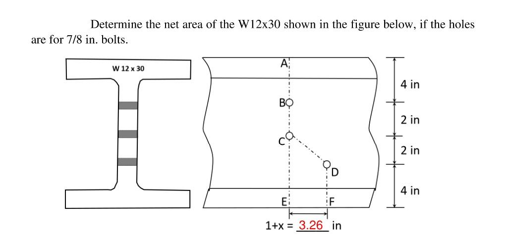 Solved Determine the net area of the W12x30 shown in the | Chegg.com