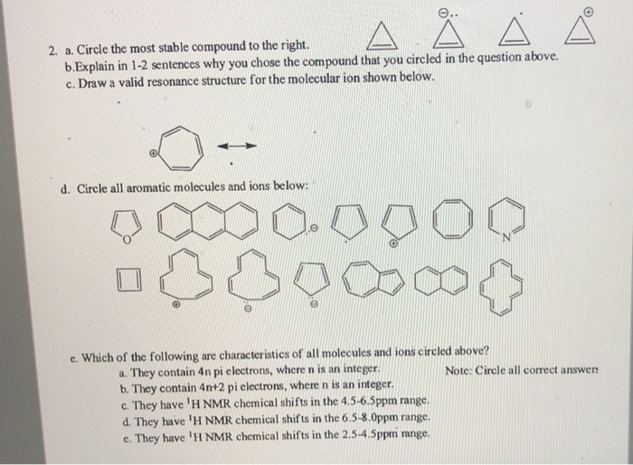 Solved 2. a. Circle the most stable compound to the right. | Chegg.com