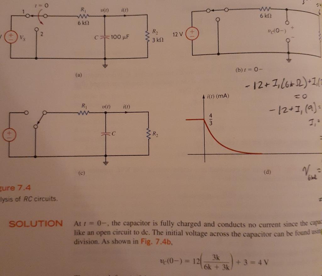 Solved Here is an RC circuit. My textbook has this equation | Chegg.com
