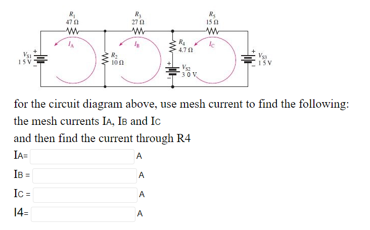 Solved for the circuit diagram above, use mesh current to | Chegg.com