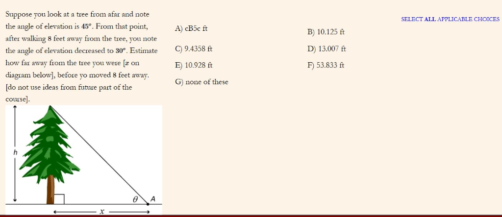 Solved Suppose you look at a tree from afar and note the | Chegg.com