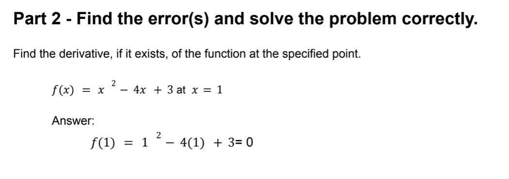 Solved Part 2 - Find the error(s) and solve the problem | Chegg.com