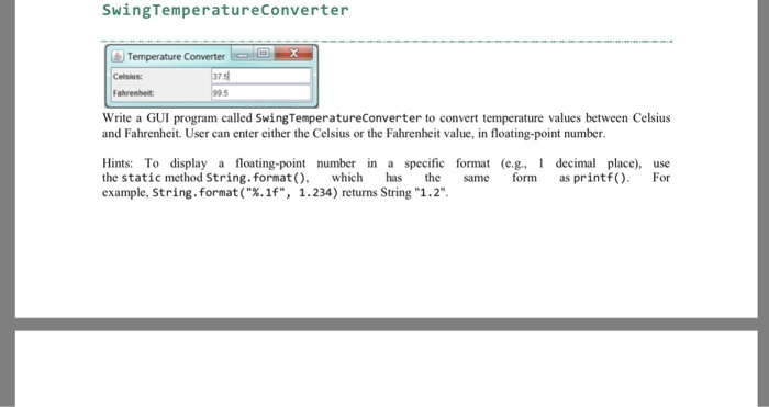 Solved SwingTemperatureConverter ?Temperature Converter 10- | Chegg.com