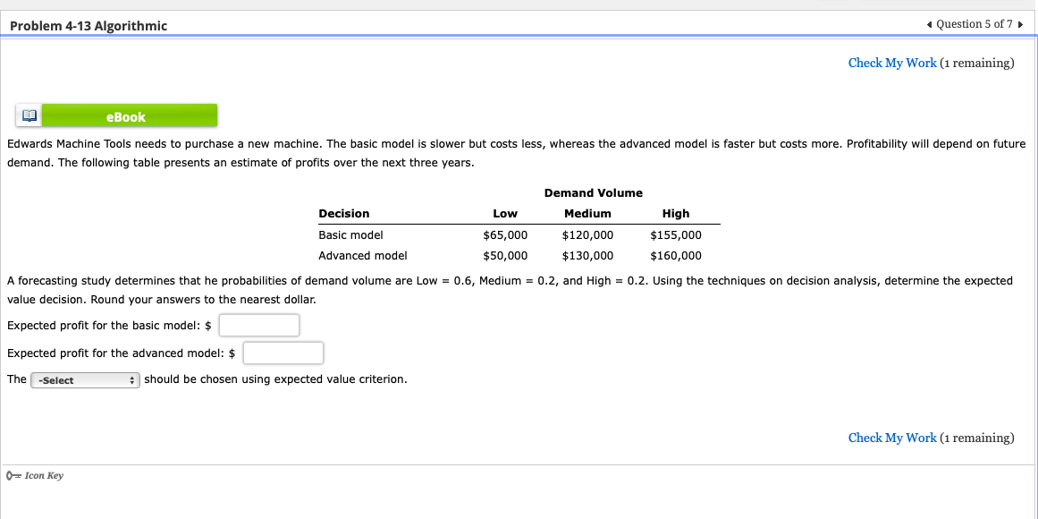 Solved Check My Work (1 remaining) Edwards Machine Tools | Chegg.com