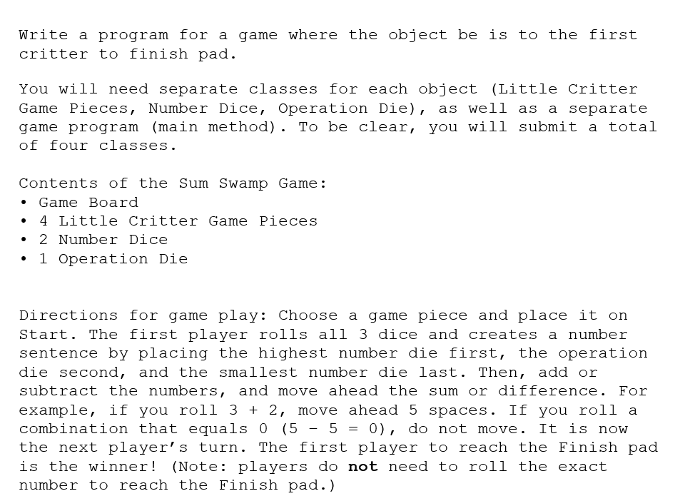 Write a program for a game where the object be is to | Chegg.com