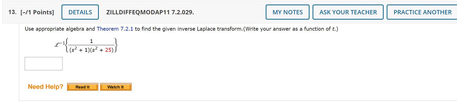 Solved 13. [-/1 Points] DETAILS ZILLDIFFEQMODAP11 7.2.029. | Chegg.com