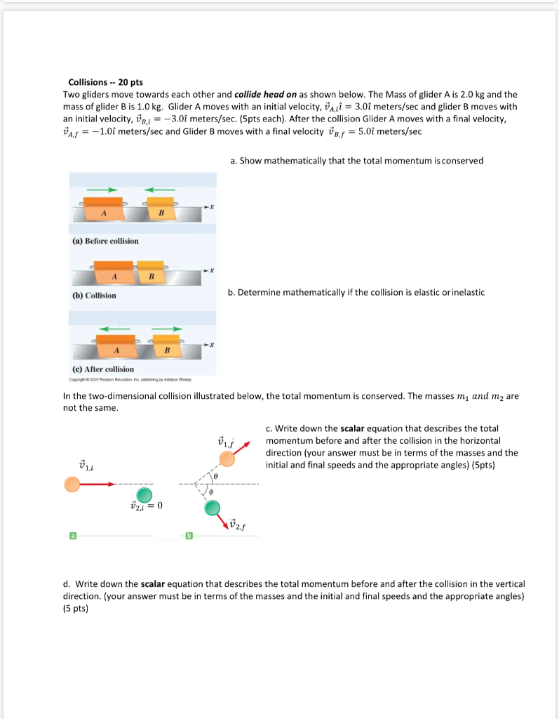 Solved Collisions -- 20 pts Two gliders move towards each | Chegg.com
