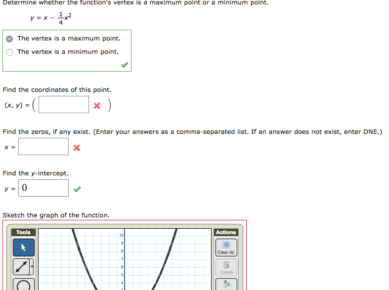 Solved Determine whether the function's vertex is a maximum | Chegg.com
