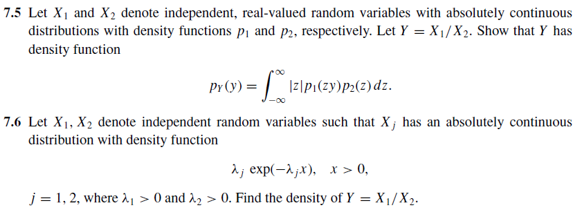 Solved 7.5 Let X1 and X2 denote independent, real-valued | Chegg.com