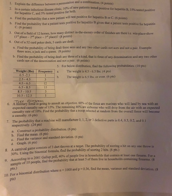 Solved 1. Explain the difference between a permutation and a | Chegg.com