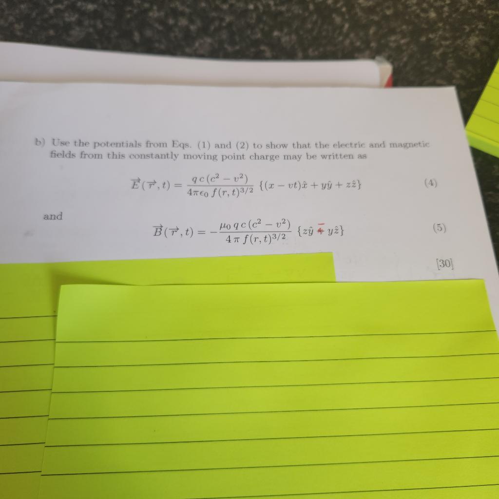 b) Use the potentials from Eqs. (1) and (2) to show | Chegg.com