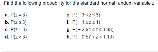Solved Find the following probability for the standard | Chegg.com