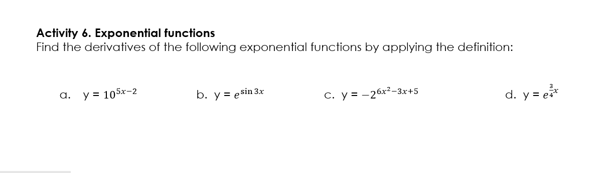 Solved Activity 6. Exponential functions Find the | Chegg.com