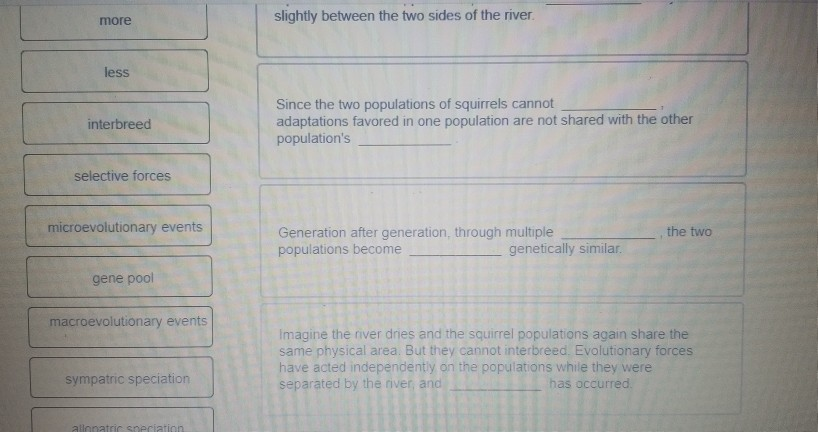 Solved Complete the sentences about evolutionary change | Chegg.com
