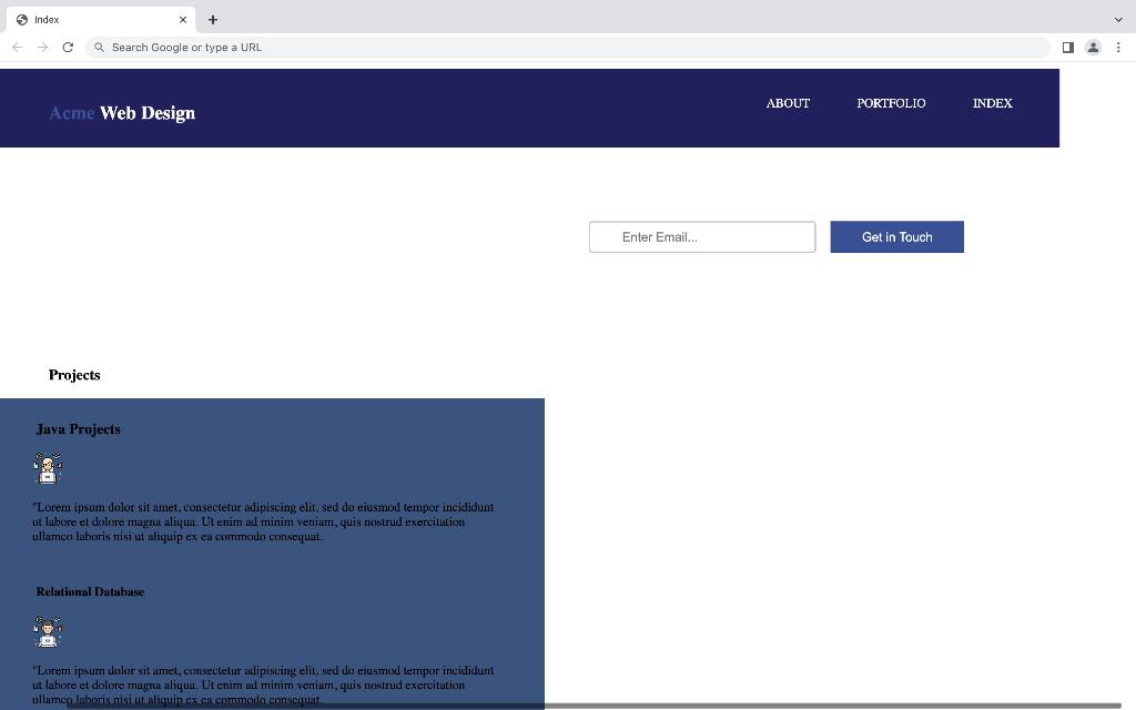 Solved only use html css. there is gap right side and there | Chegg.com