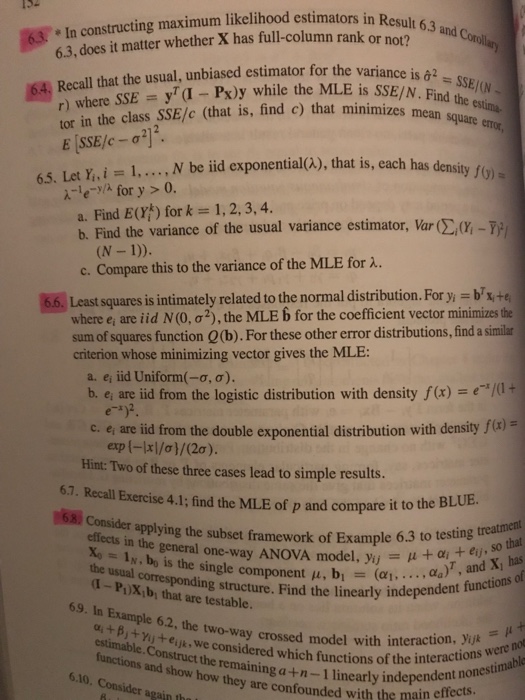 Solved maximum likelihood estimators in Result 63 * In con | Chegg.com