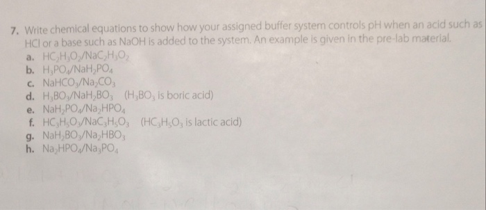 Solved 7. Write chemical equations to show how your assigned | Chegg.com