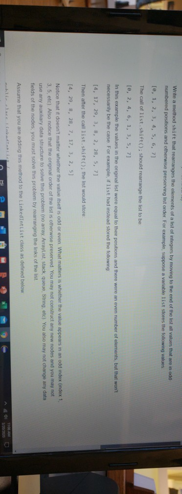 Write a method shift that rearranges the elements of | Chegg.com