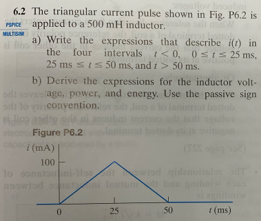 Solved 6.2 The triangular current pulse shown in Fig. P6.2 | Chegg.com