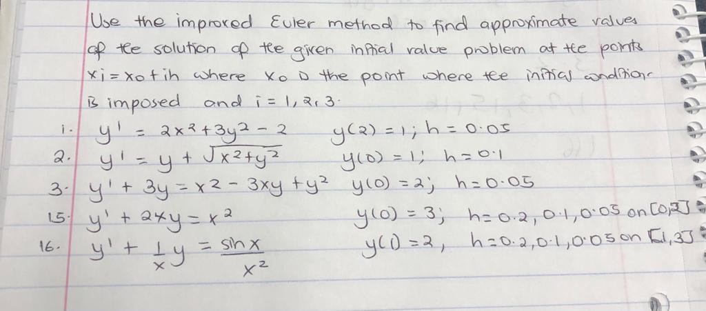 Solved Use the improved Euler method to find approximate | Chegg.com