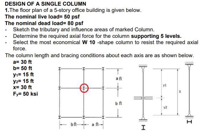 Solved DESIGN OF A SINGLE COLUMN 1.The floor plan of a | Chegg.com