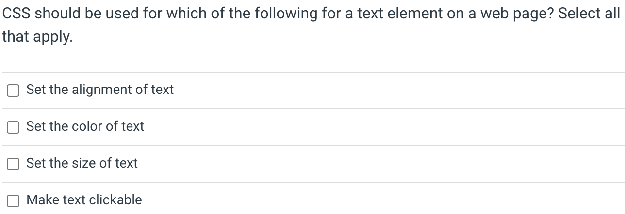 Solved CSS should be used for which of the following for a | Chegg.com