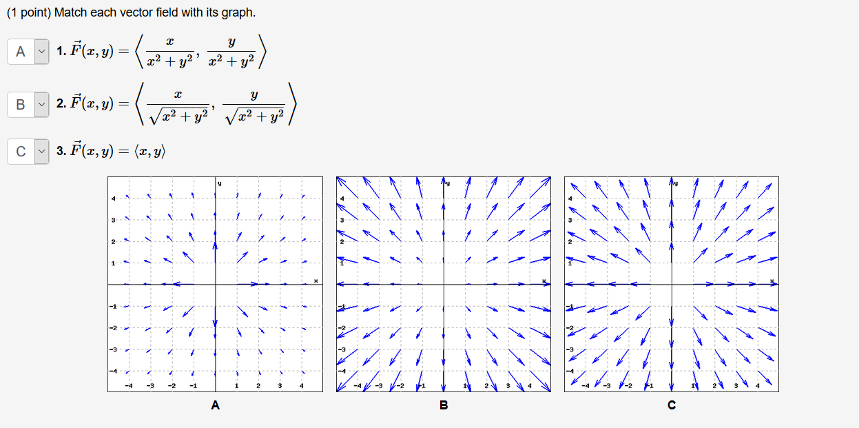 Solved (1 point) Match each vector field with its graph. A | Chegg.com