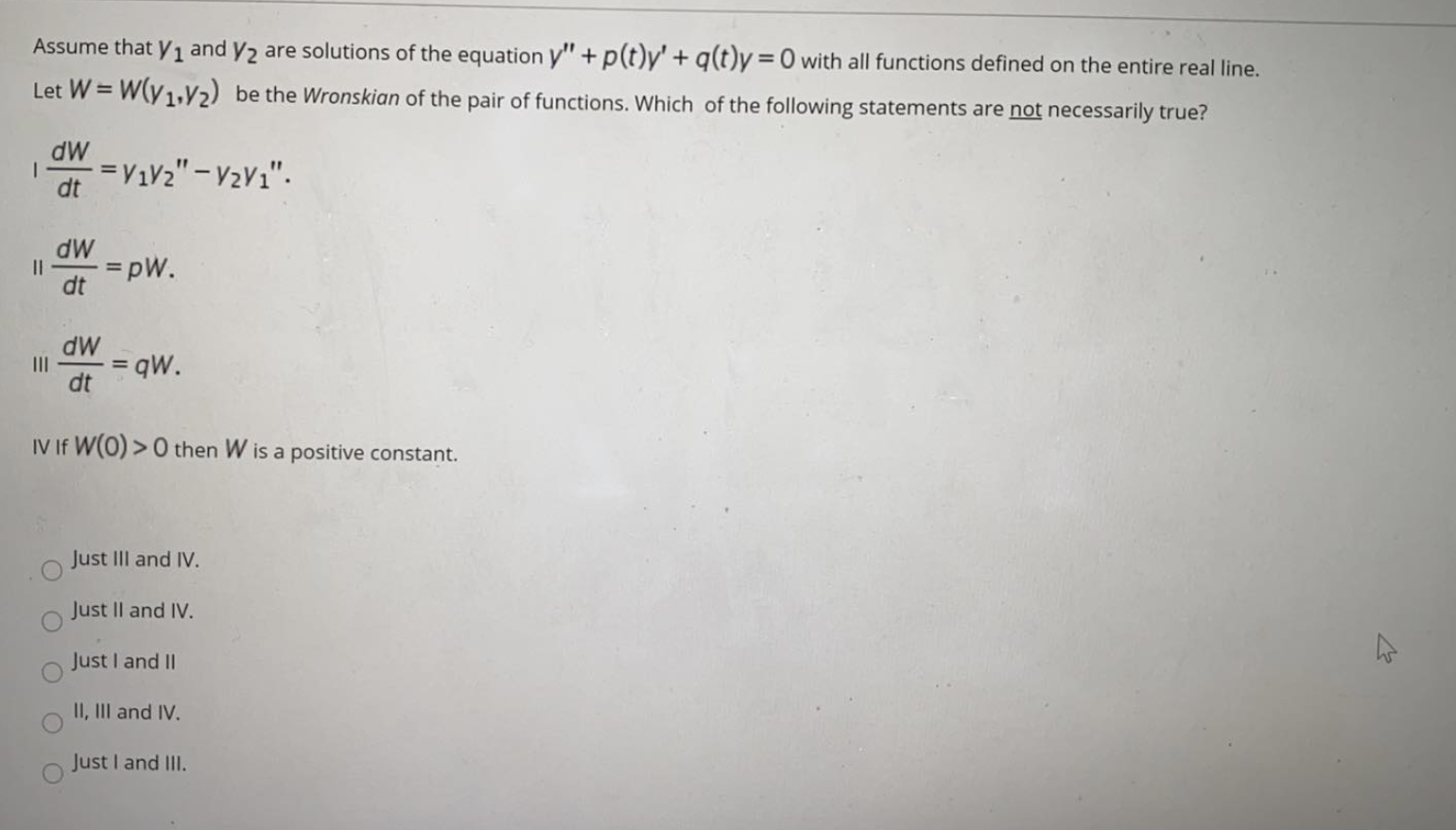 Solved Assume that y1 and Y2 are solutions of the equation | Chegg.com