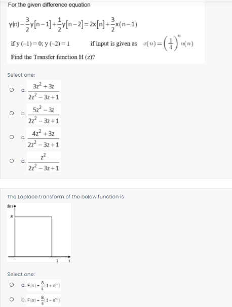 Solved For the given difference equation ym- žv[n–1] | Chegg.com