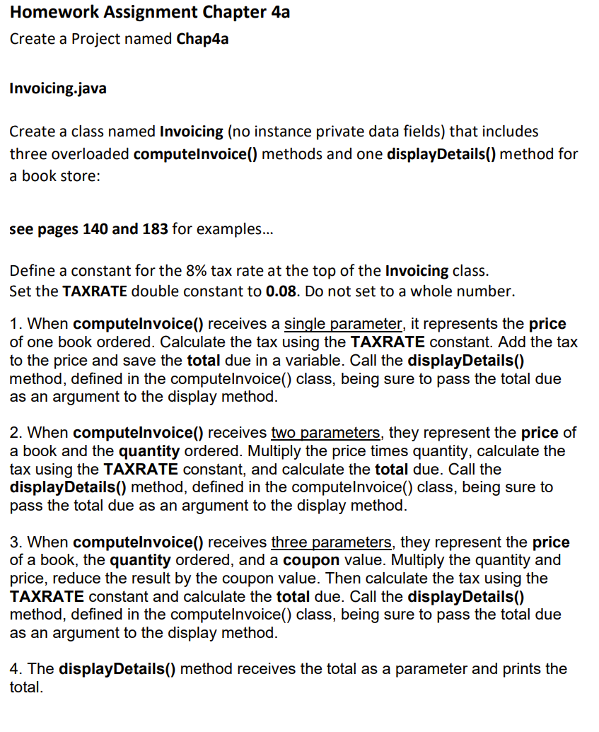 Solved Homework Assignment Chapter 4a Create a Project named | Chegg.com