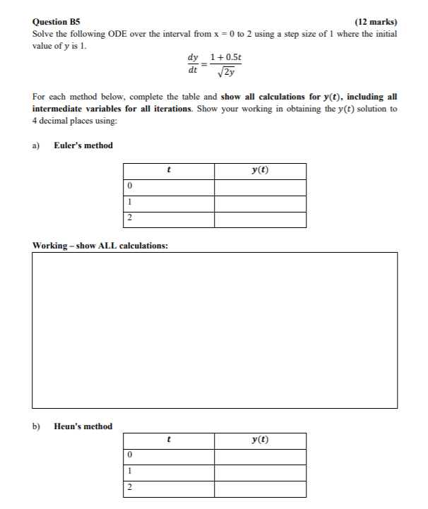Solved Question B5 (12 marks) Solve the following ODE over | Chegg.com